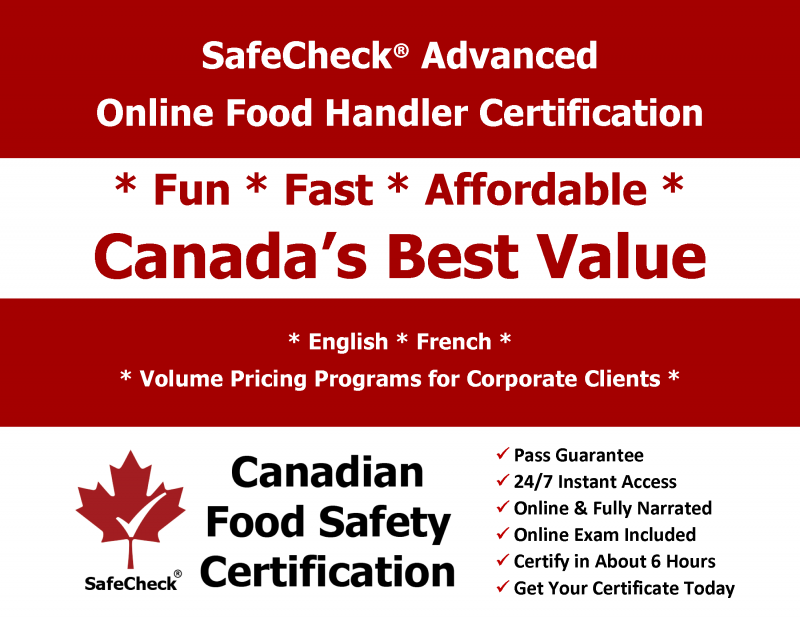 Food Safety Certification – SafeCheck® Advanced – Includes Exam ...