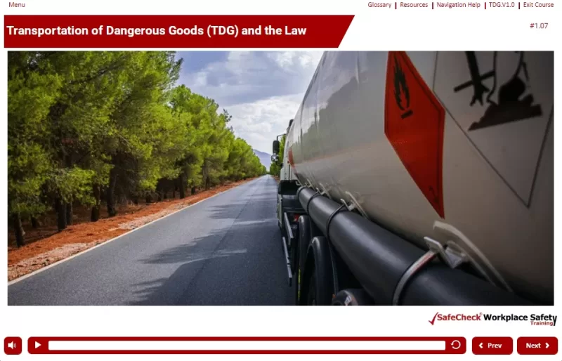 Transportation of Dangerous Goods Certificate - TDG Training