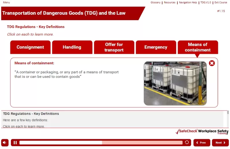 Transportation of Dangerous Goods Certificate - TDG Training
