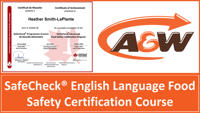 SafeCheck Food Safety Certification – A&W English Language Course ...