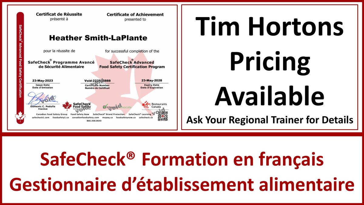 Tim Hortons Canada Approved Food Safety Training - SafeCheck Learning